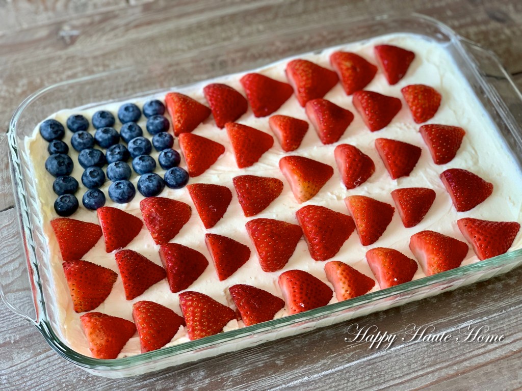 No Bake Cheesecake Patriotic Flag Dessert - Happy Haute Home